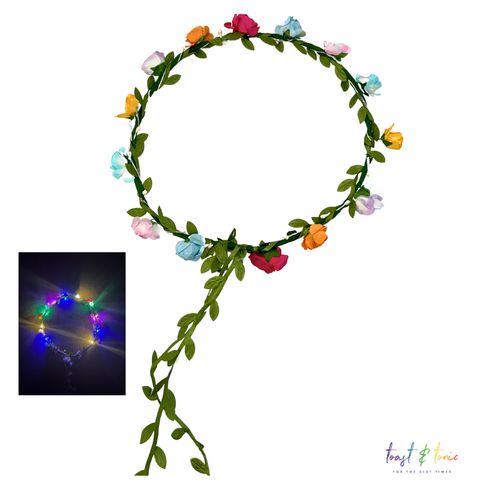 lower Hair Garland LED, Light Up Flower Head Garland With Green Trail ...