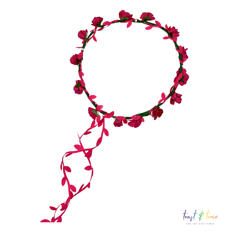 Flower Head Garland, Hot Pink Flower Hair Garland With Pink Trail ...